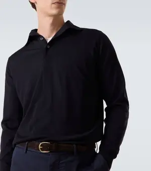 LARDINI Virgin Wool Polo Sweater - Blue