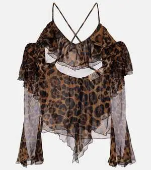 Blumarine Leopard-print Draped Top