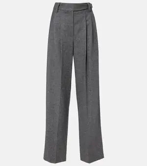 Brunello Cucinelli Pleated Wool And Cashmere Wide-leg Pants - Grey