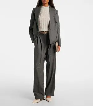 Brunello Cucinelli Pleated Wool And Cashmere Wide-leg Trousers