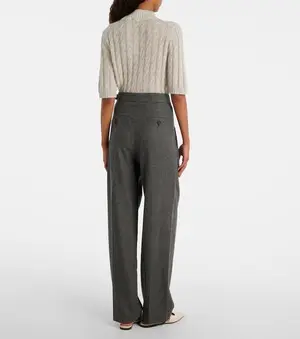 Brunello Cucinelli Pleated Wool And Cashmere Wide-leg Trousers
