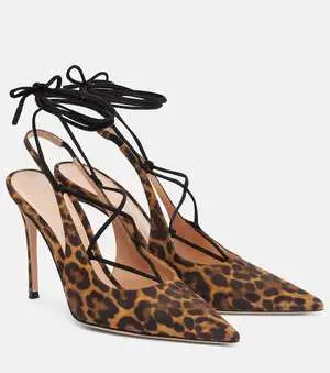 GIANVITO ROSSI 95 Leopard-print Slingback Pumps