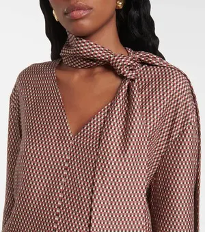 JOSEPH Scarf-detail Printed Silk Blouse