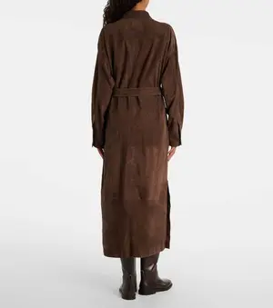 Brunello Cucinelli Monili Belted Suede Shirt Dress