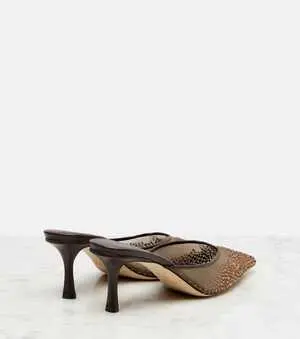 JIMMY CHOO Vivi 65 Crystal-embellished Mesh Mules