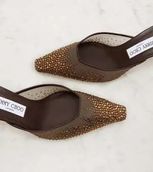 JIMMY CHOO Vivi 65 Crystal-embellished Mesh Mules