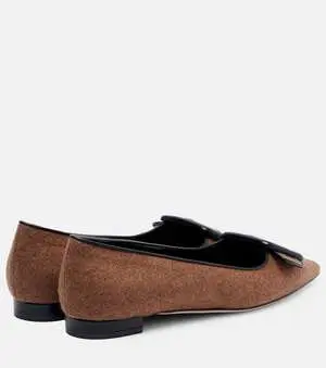 Manolo Blahnik Maysale Buckled Ballet Flats - Brown