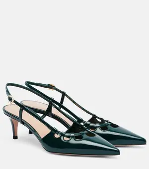 GIANVITO ROSSI Eloise 55 Leather Slingback Pumps - Green