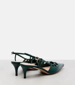 GIANVITO ROSSI Eloise 55 Leather Slingback Pumps - Green
