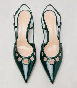 GIANVITO ROSSI Eloise 55 Leather Slingback Pumps - Green