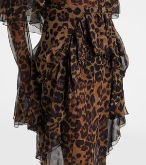 Blumarine Leopard-print Silk Crepon Maxi Skirt