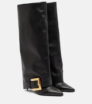 Balmain Anthem Leather Knee-high Boots - Black