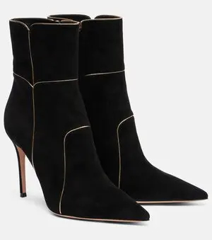 GIANVITO ROSSI 95 Suede Ankle Boots Black