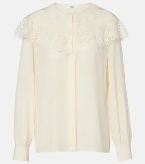 Chloé Lace-trimmed Blouse - White