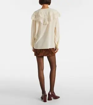 Chloé Lace-trimmed Silk Blouse - White