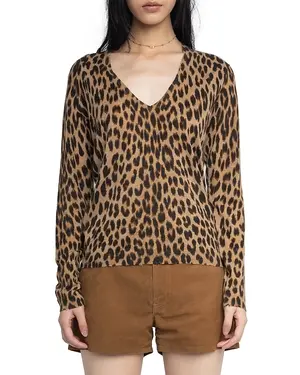 Zadig&Voltaire Rivy Cp Leopard Print Cashmere Sweater - Daim