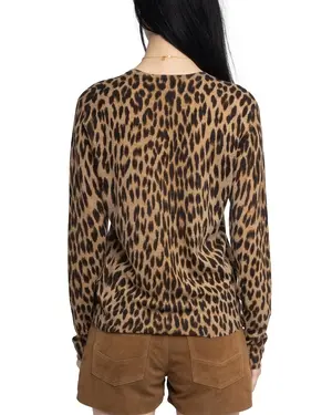 Zadig&Voltaire Rivy Cp Leopard Print Cashmere Sweater - Daim