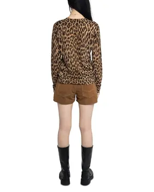 Zadig&Voltaire Rivy Cp Leopard Print Cashmere Sweater - Daim
