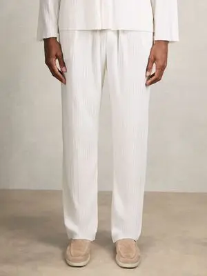 REISS Augustine Wide Leg Plisse Trousers