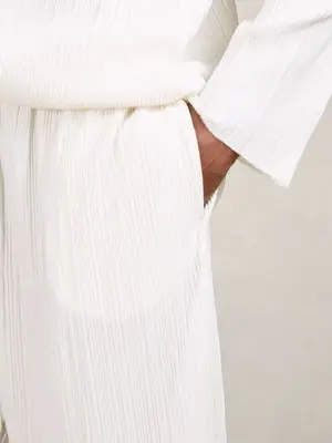 REISS Augustine Wide Leg Plisse Trousers