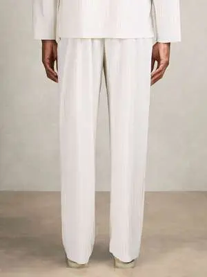 REISS Augustine Wide Leg Plisse Trousers