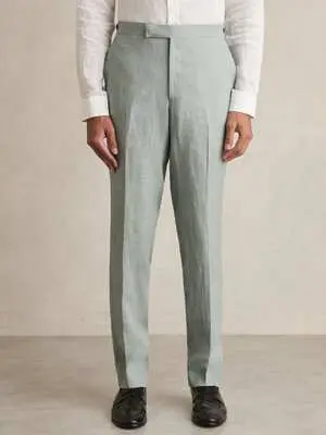 REISS Warner Linen Slim-fit Suit Trousers - Ocean Green