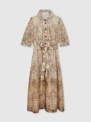 REISS Malika Animal-print Belted Shirt Dress
