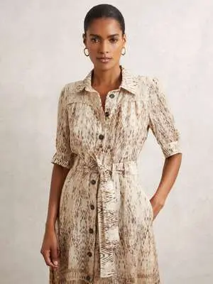 REISS Malika Animal-print Belted Shirt Dress