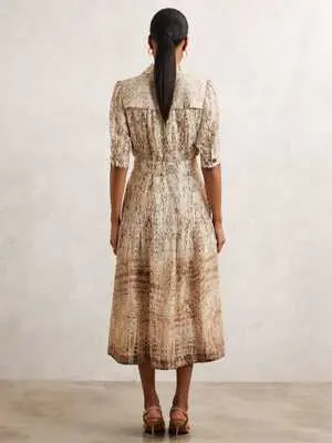 REISS Malika Animal-print Belted Shirt Dress
