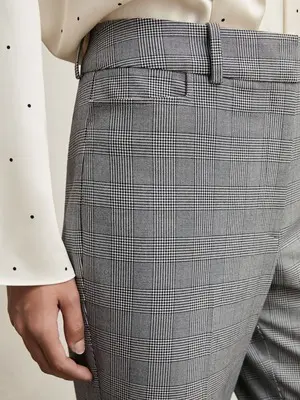 REISS Check Flared Suit Trousers