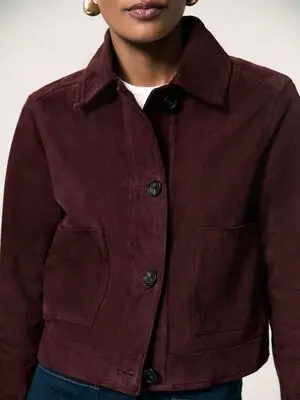 REISS Sonny Suede Button-through Jacket