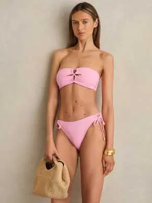 REISS Ari Side-tie Bikini Bottom - Pink