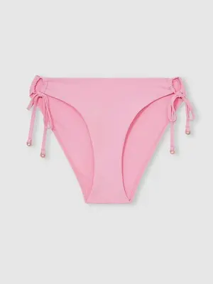 REISS Ari Side-tie Bikini Bottom - Pink