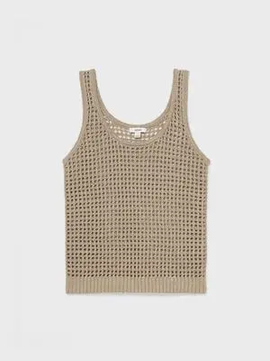 REISS Claudia Linen Open Knit Vest