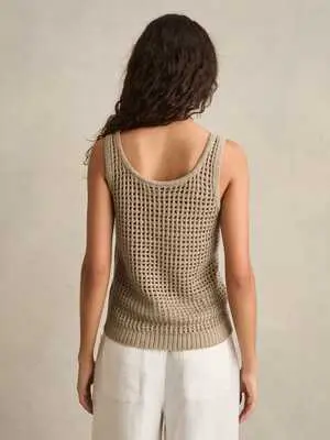 REISS Claudia Linen Open Knit Vest