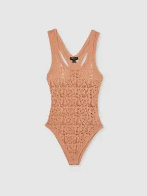 REISS Adaline Francesca Atelier Ladder Knit Bodysuit