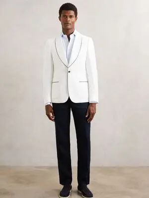 REISS Caprio Single-breasted Linen Blazer