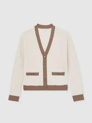 REISS Olli Colourblock Wool Cardigan