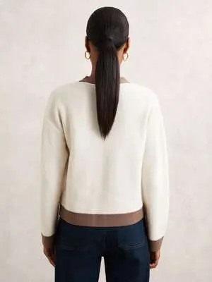 REISS Olli Colourblock Wool Cardigan