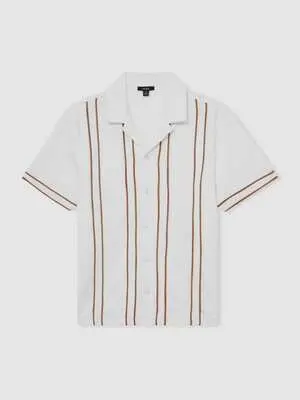 REISS Sander Piped-stripe Cuban-collar Shirt