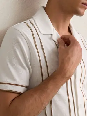 REISS Sander Piped-stripe Cuban-collar Shirt