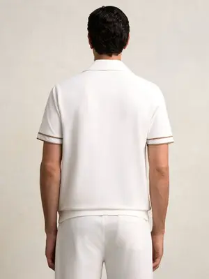 REISS Sander Piped-stripe Cuban-collar Shirt