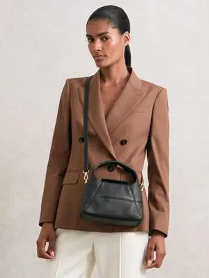REISS Grained Leather Crossbody Bag
