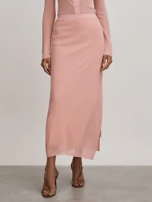 Anna Quan Ribbed Knit Midi Skirt