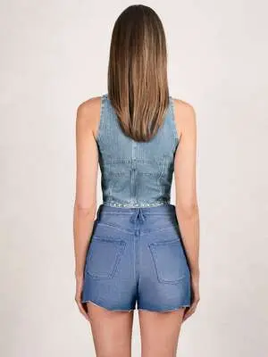 Good American Studded Denim Vest