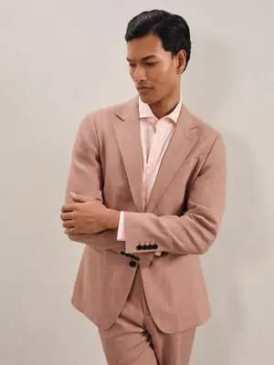 REISS Kin Single-breasted Linen Suit Blazer Slim Fit
