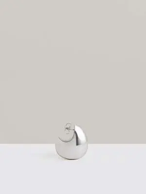 REISS Calla Curve Scoop Earrings - Silver Tone