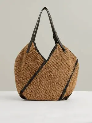 REISS Olescha Raffia Ruffle Tote Bag