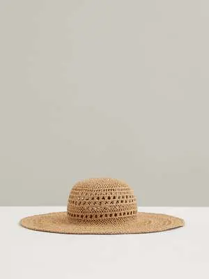 REISS Rosie Straw Sun Hat - Natural