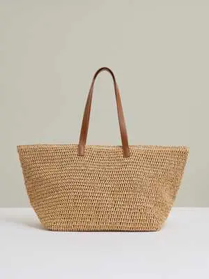 REISS Aurora Raffia Tote Bag